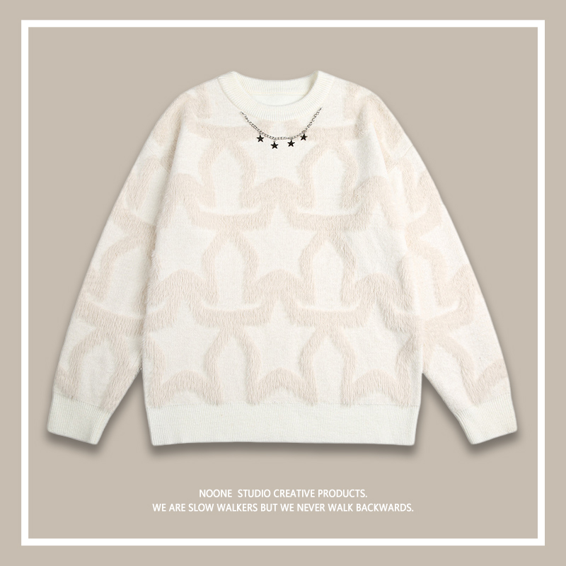 遙寄思念 | NOONE | 小眾設計感 撞色提花慵懶風ins | 男女針織衫-Taobao