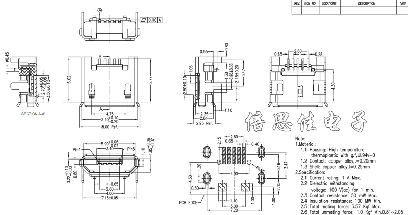 Cổng Micro USB 5 Chân Cong – ĐIỆN TỬ TUYẾT NGA