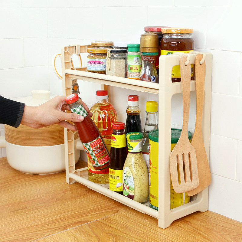[USD 18.43] Kitchen seasoning shelf multifunctional save space cabinets ...