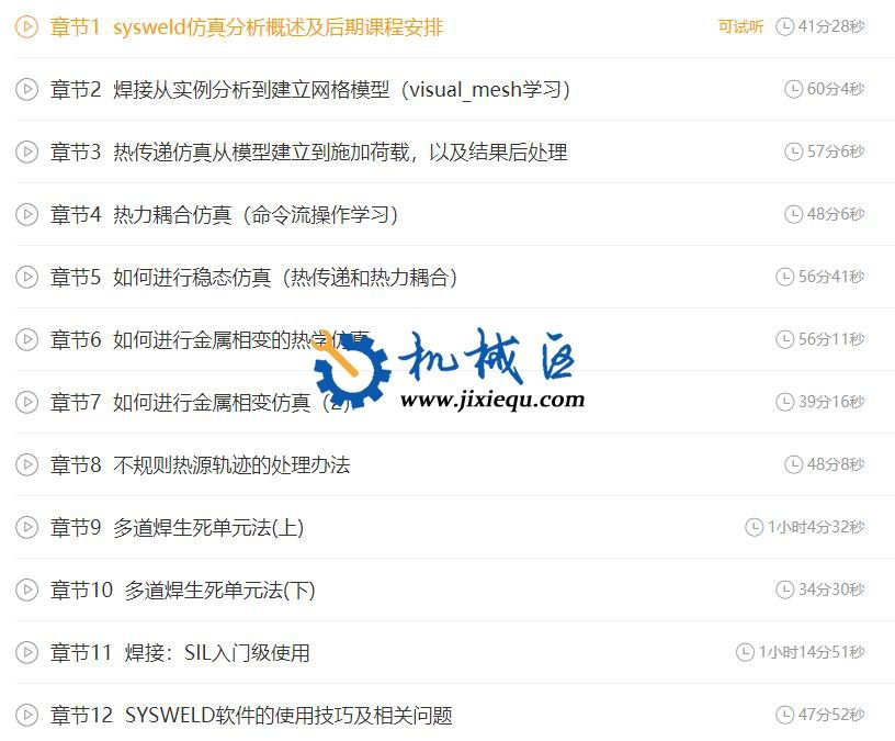 《SYSWELD与VISUAL-MESH焊接仿真高级培训教程》 - 独家课程 - ProCast论坛 - CAE论坛 - 机械区 - www.jixiequ.com