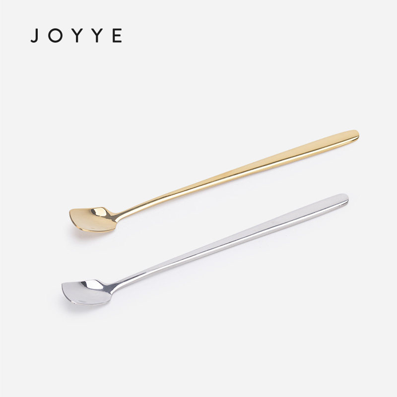 JOYYE metal small coffee spoon Long stirring spoon Silver versatile