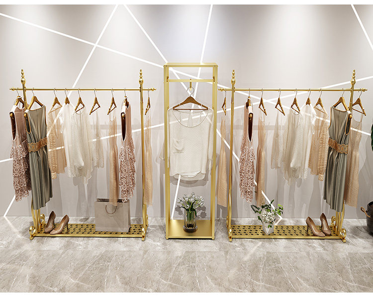 女装店衣服展示架 轻奢铁艺服装店展示架 童装店挂衣架落地服装架-阿里巴巴