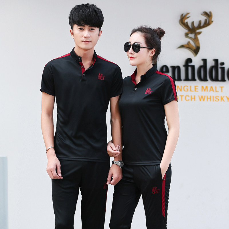 Men's sports suit Summer short-sleeved couple sports suit Men's casual ...