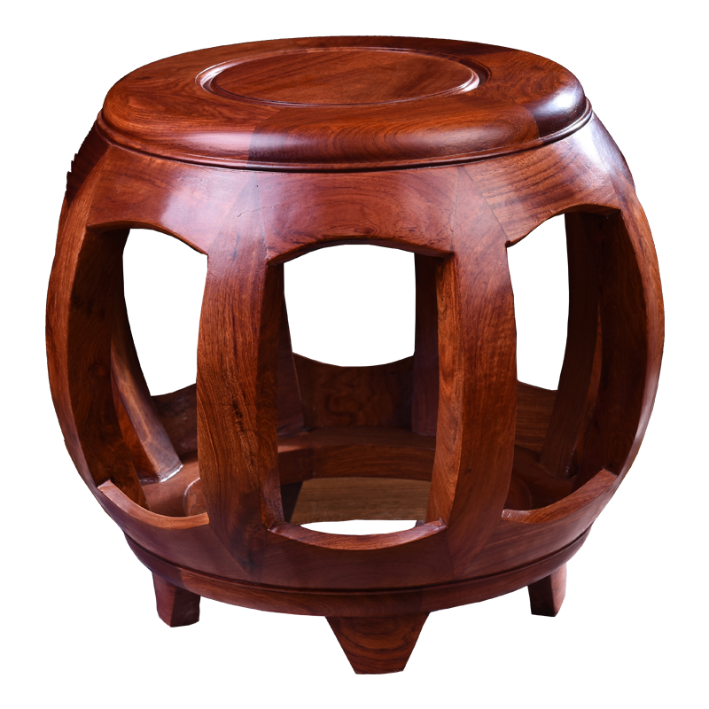 [USD 268.52] Ancient Burmese Flower Pear Wood Round Drum Stool Mahogany ...