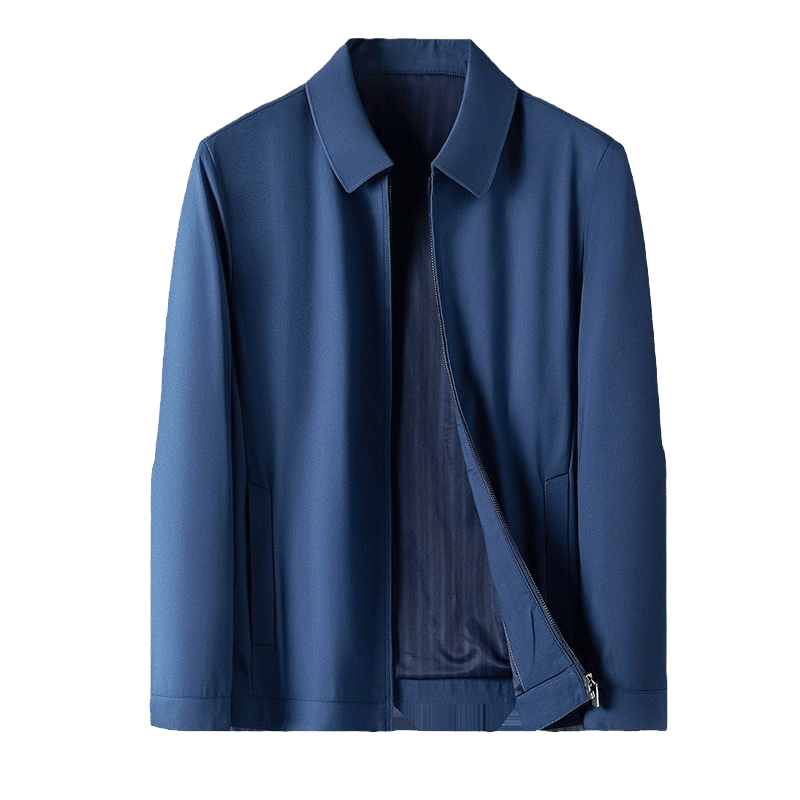 ROADMAKER2024商务休闲翻领夹克男春秋款中年爸爸装宽松免烫外套-Taobao