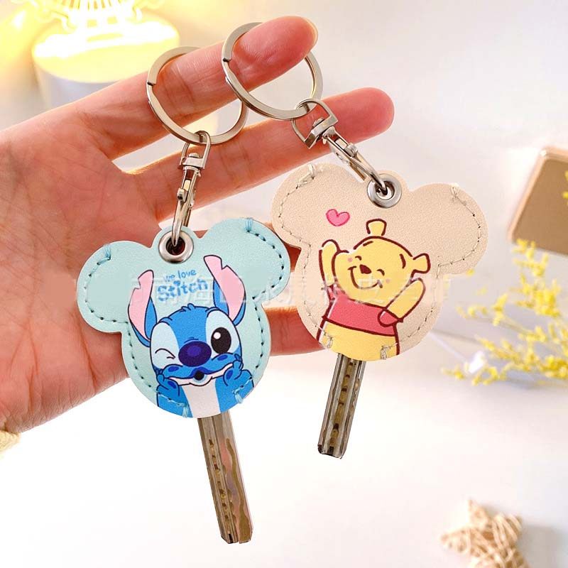 Cute Stitch Winnie Pooh Key Holder PU Leather Key Pouch Slim