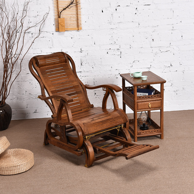 Chicken wing wood mahogany solid wood rocking chair recliner adult ...