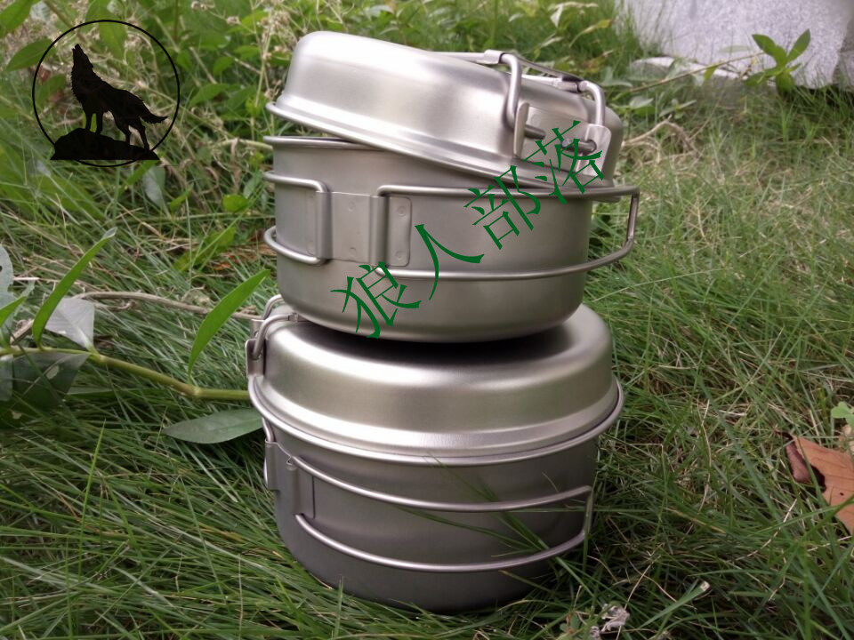 Купить Походная посуда 狼人部落钛套锅户外套锅小型套锅微型锅两件套煎煮锅钛餐具钛套锅 Garou tribes в ...