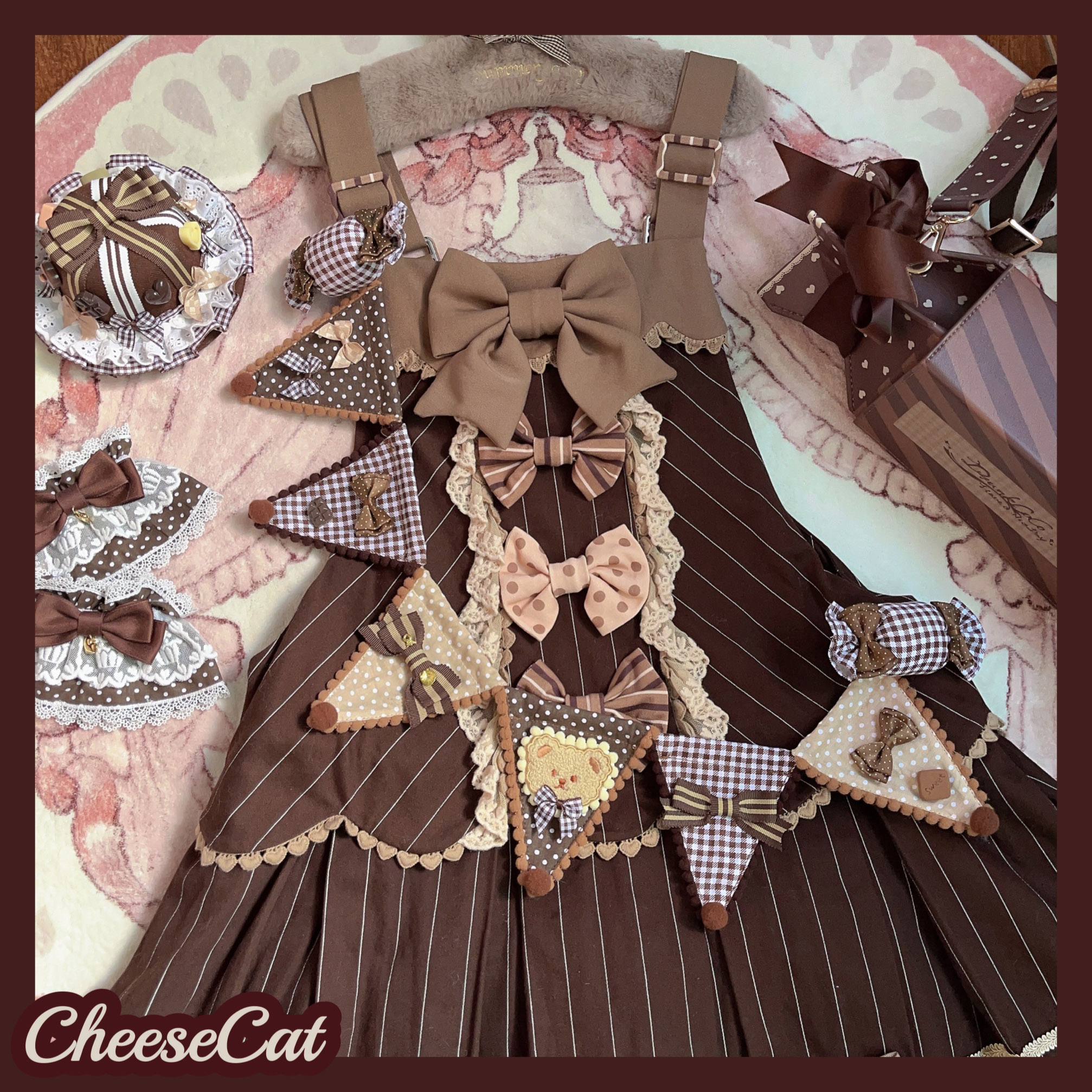 【芝士猫手作】原创呲甜小旗子挂饰奶油星球AP15草莓lolita小物 | Bhiner Cosplay