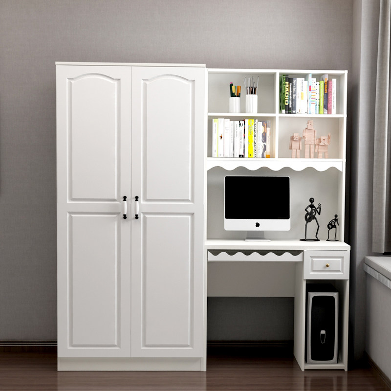 European-style computer desk with wardrobe plus bookcase bookshelf ...