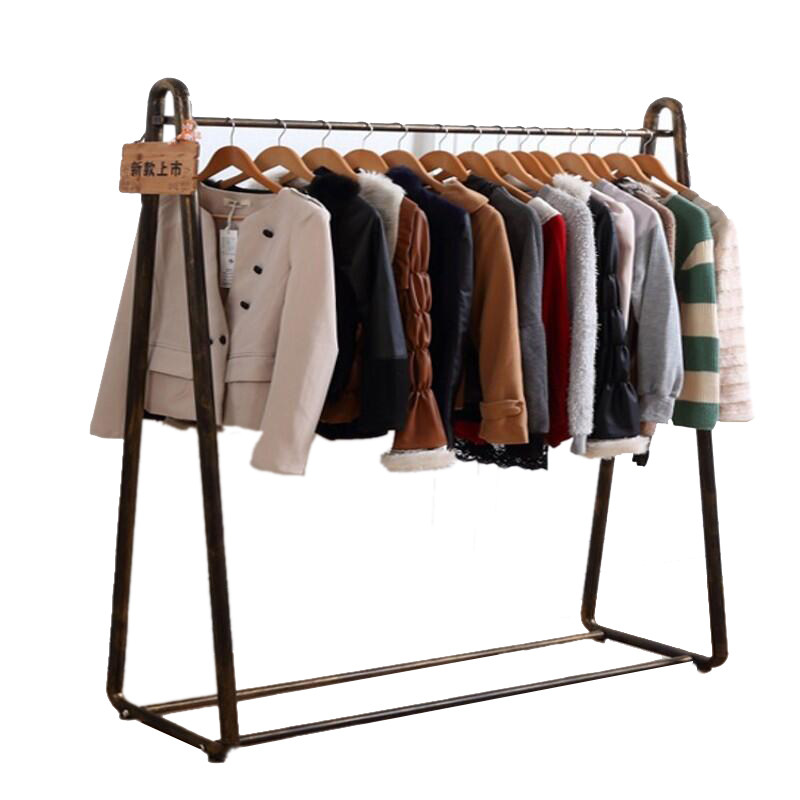 Retro iron clothing rack floor-standing horizontal bar display rack ...