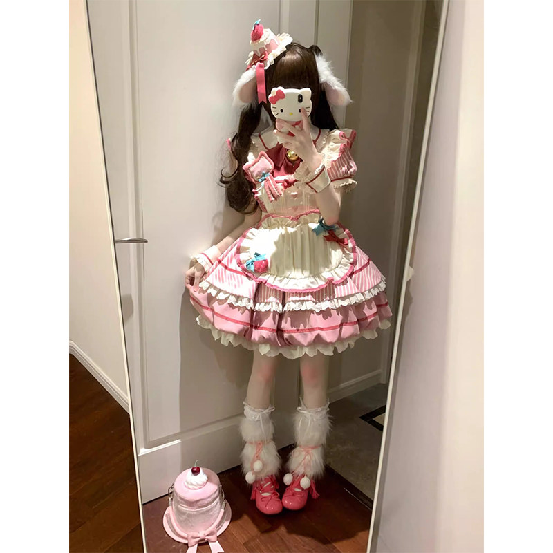 Pink bud skirt lolita op cute daily light lo princess dress lolita, let ...
