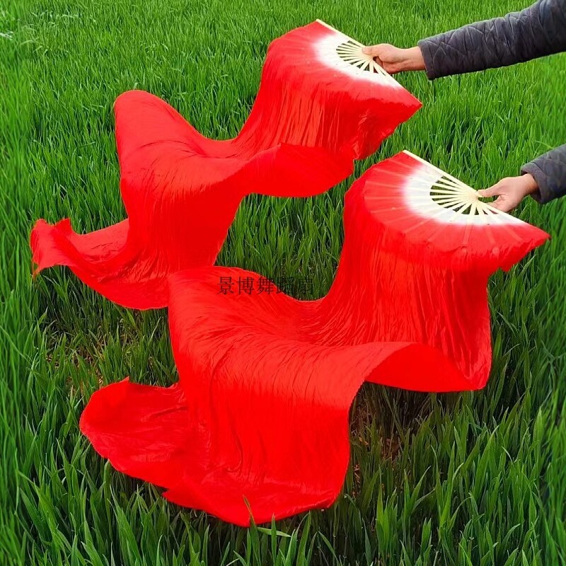 Dancing fan, big red square dance long silk fan 1.5- 1.8m long fan ...