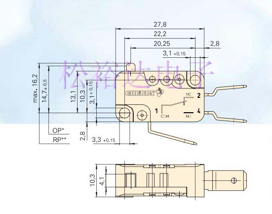 () D45X D459-V3RD Germany CHERRY micro switch 16A250V with long wheel