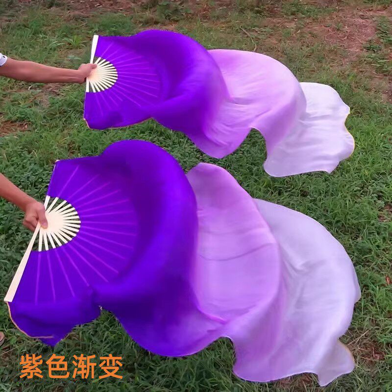 Dance fan, dancing fan, long silk fan, gradient color yangko fan ...