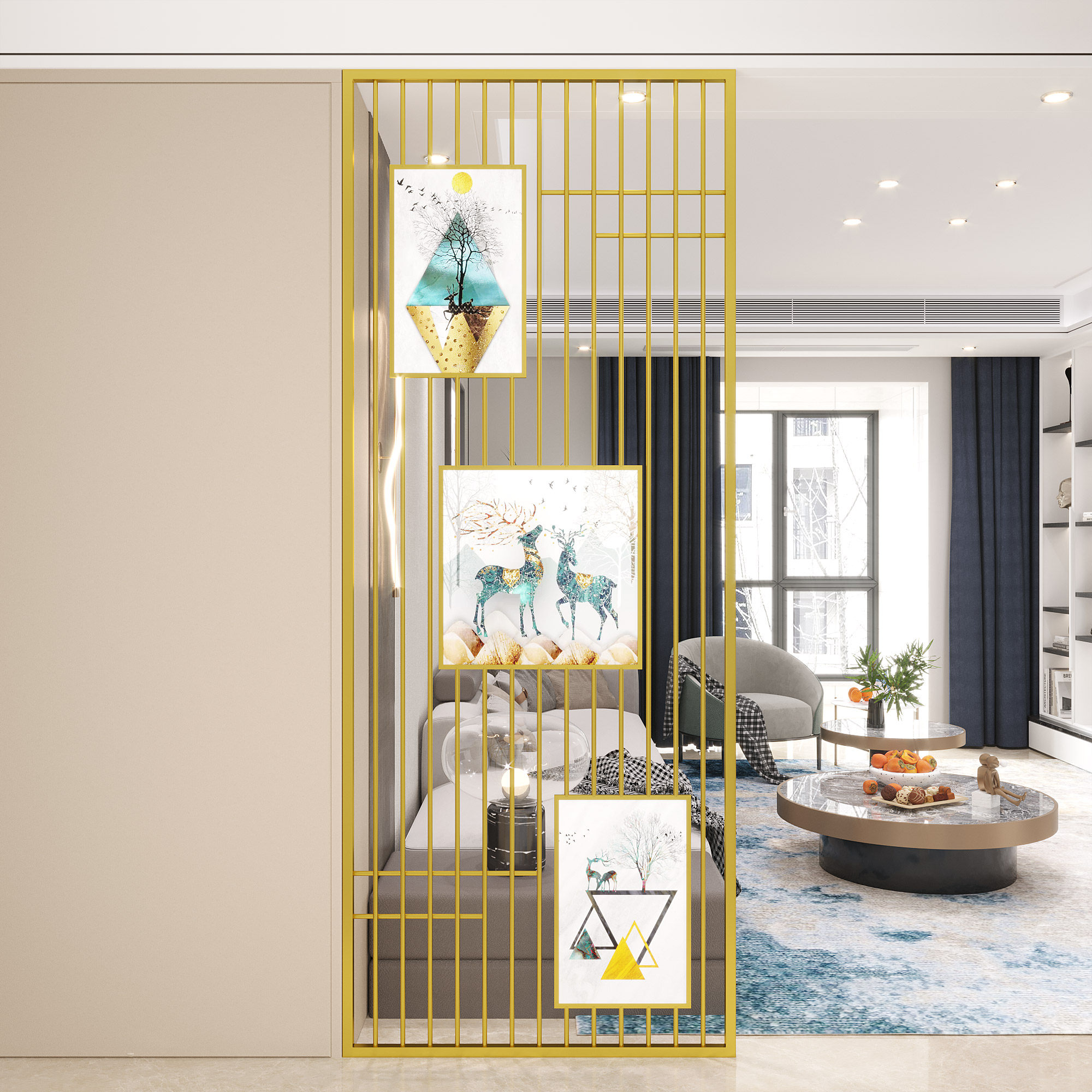 Nordic light luxury Changhong glass screen partition living room entry ...
