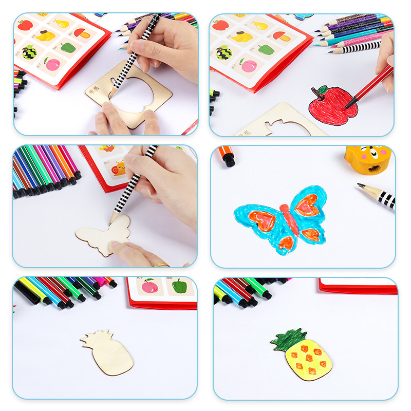 Children's drawing set Painting tools Color pen Doodle template ...
