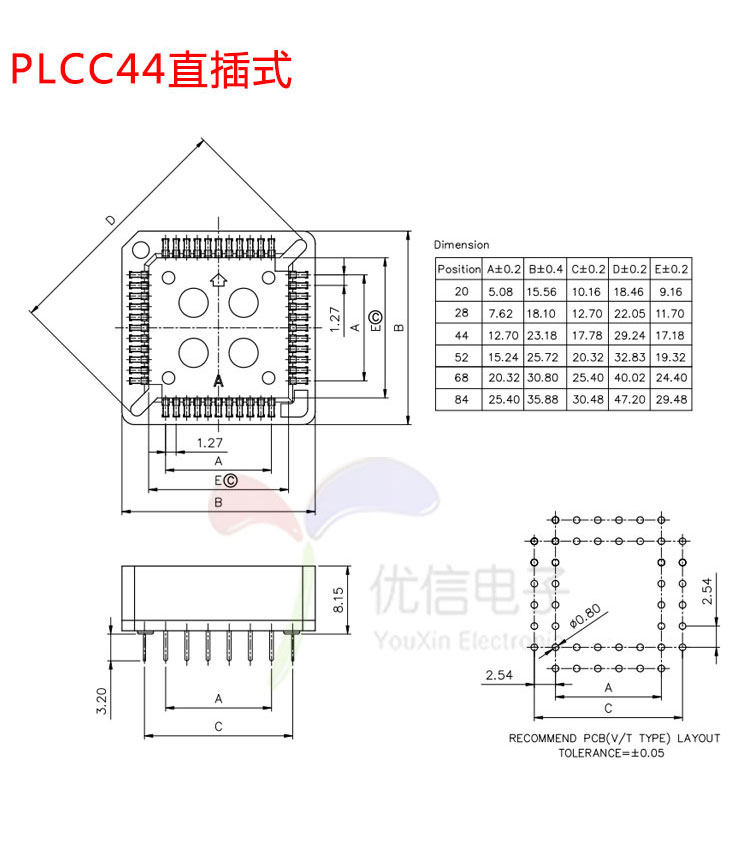 PLCC32 PLCC44 贴片插槽 直插插槽 插座 IC底座 芯片测试座-阿里巴巴