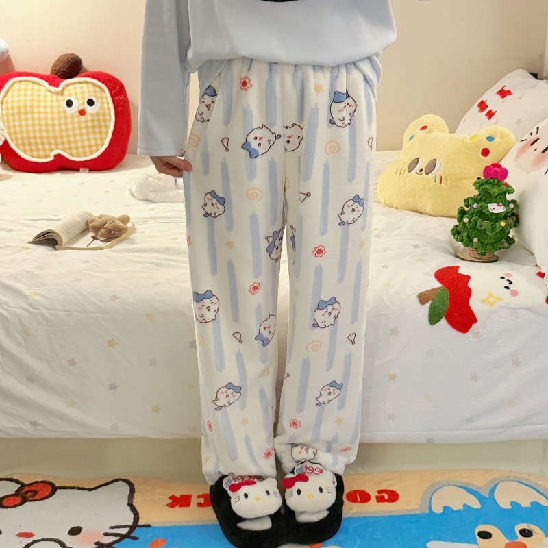 🌸 Warmth in winter | Cartoon anime girl style fleece-lined pajama pants