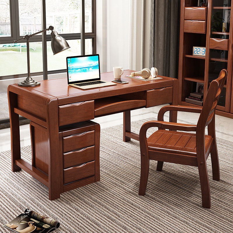Fan Yi solid wood desk home computer desk modern new Chinese style desk ...