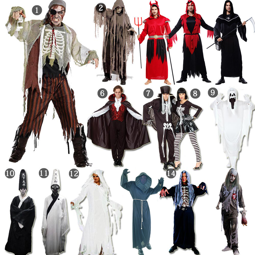 Halloween costume Adult men's and women's costumes Skeleton ghost ...