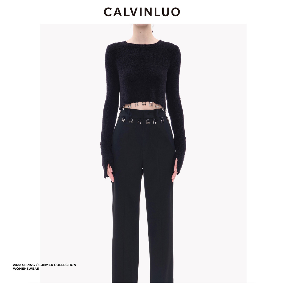 CALVINLUO Lower Pendulum Notes Decorative Short Knit 2022SS Spring