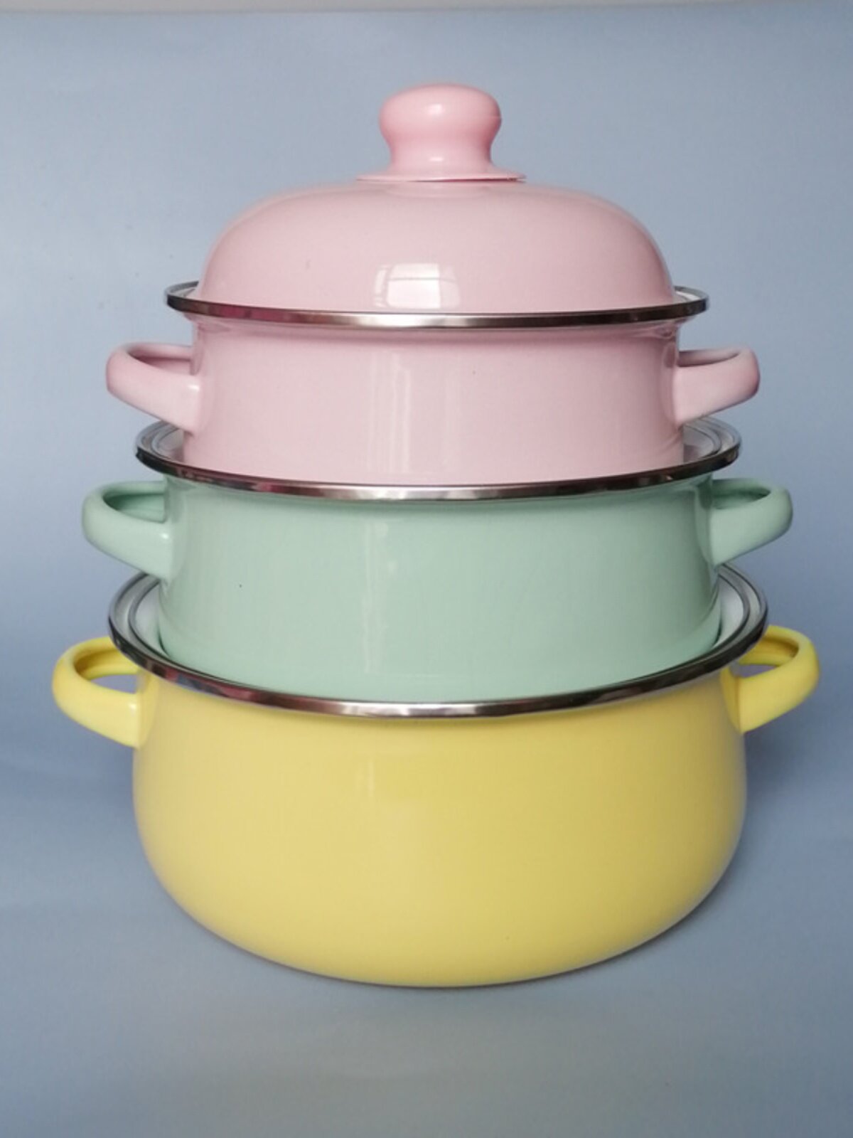 Enamel Soup Pot Household Soup Bowl with Lid Nostalgic Thickened Double ...
