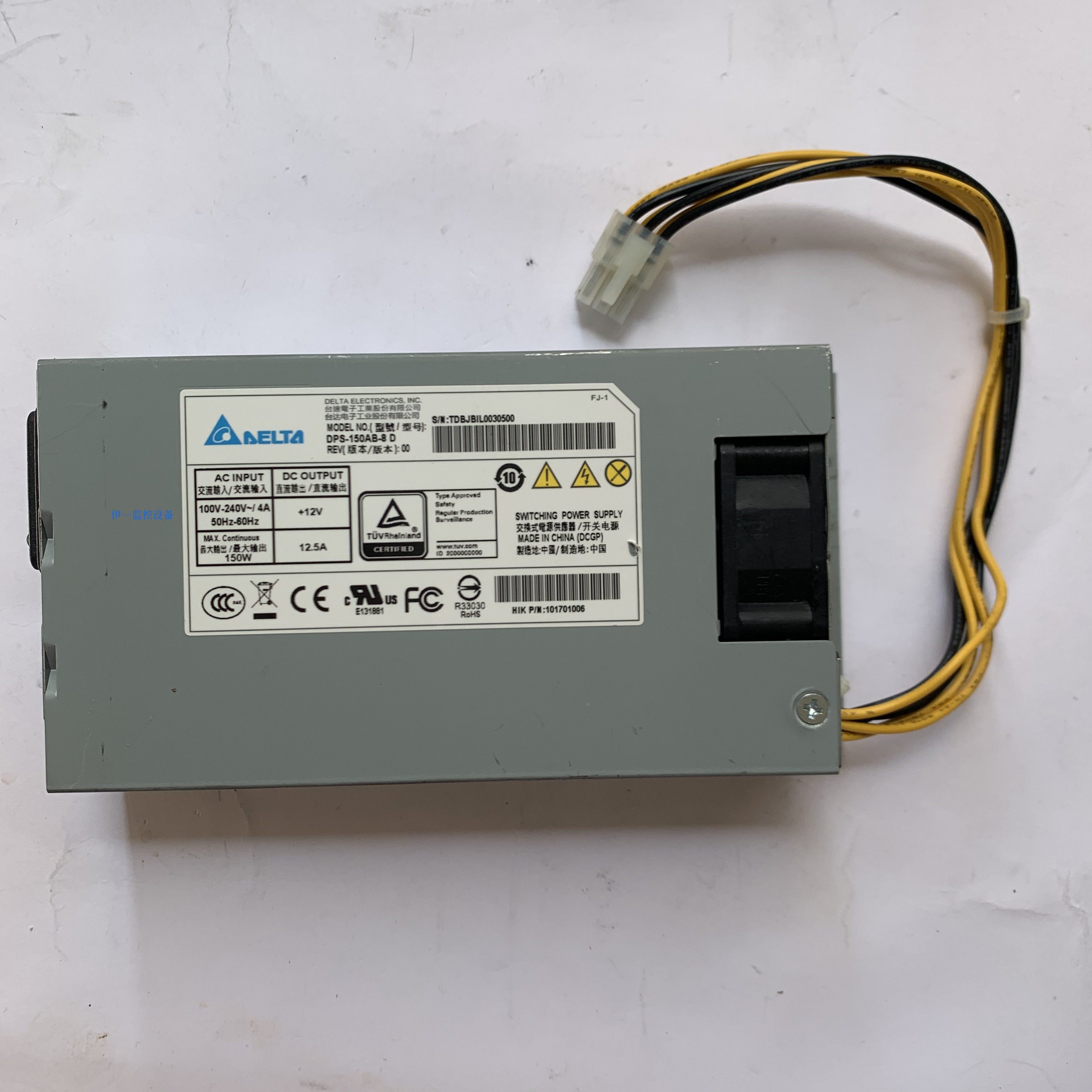 海康路录像机电源台达交换式电源 DPS-150AB-8D 12V 12.5A 150W