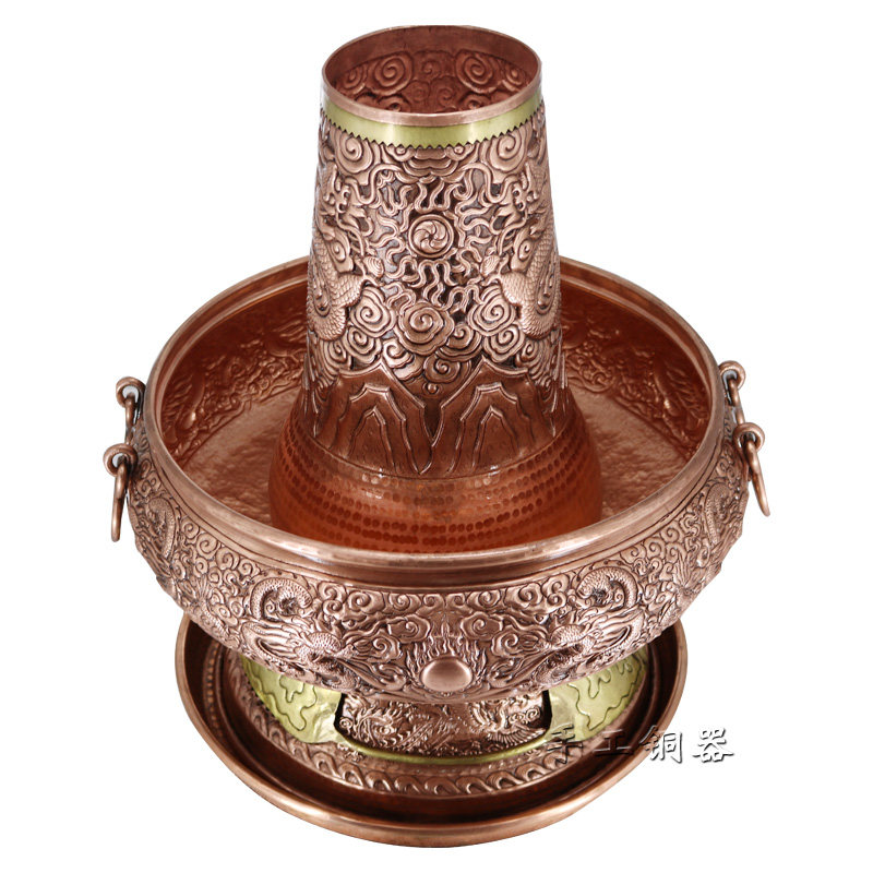 Copper hot pot Pure copper Pure handmade thickened copper hot pot Red ...