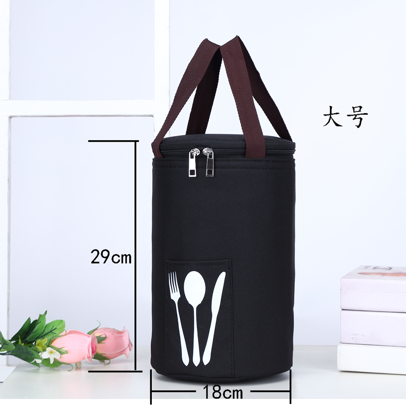 Round lunch box bag, large capacity, thickened aluminum foil insulated ...
