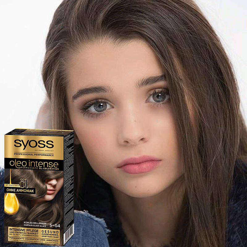 德國SYOSS冷棕灰金染髮劑黑茶色亞麻金棕色染髮膏含精油配方