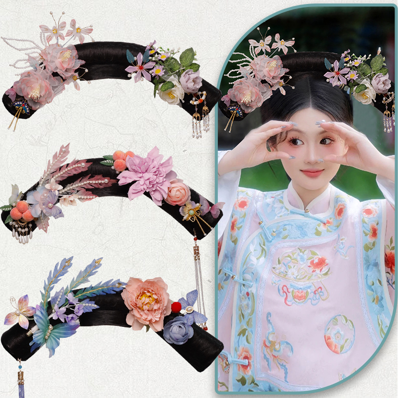 古风汉服宫廷格格气质百搭旗头配饰，一秒穿越成高贵妃！-演出假发-淘宝好物网
