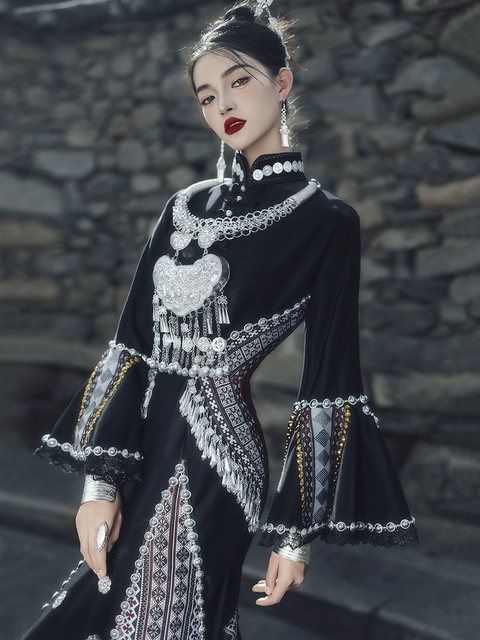 Miao costume female Miaojiang dress up Tujia minority stage high-end ...