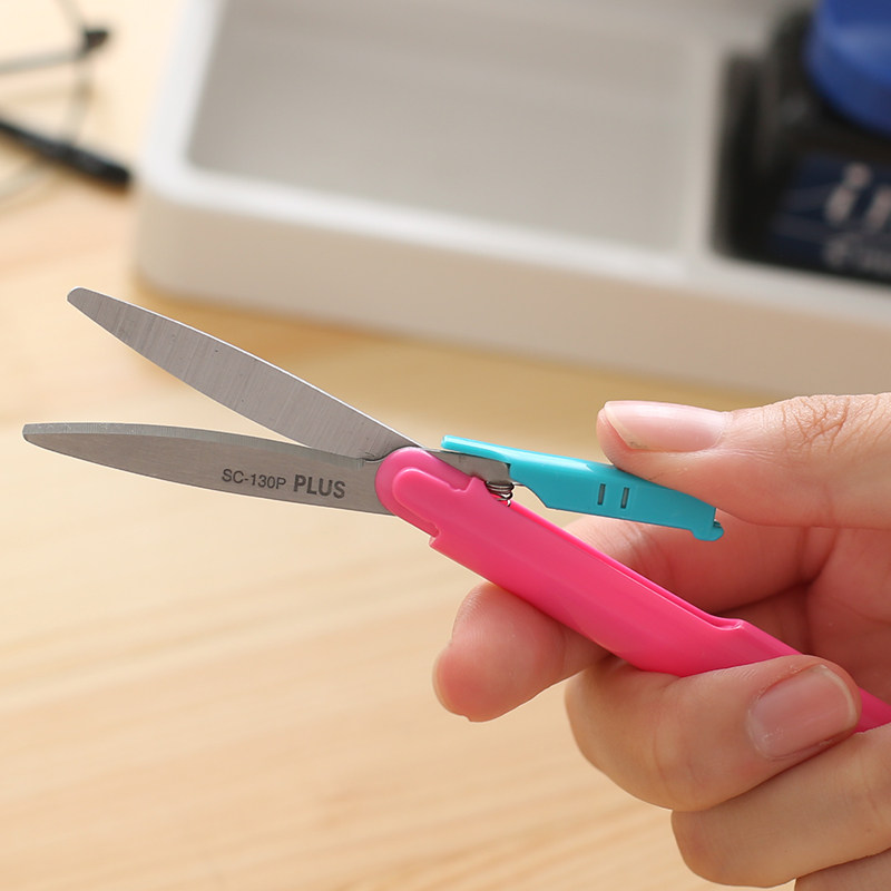 Japan PLUS Prussian portable pen scissors non-stick plus fitcut curve ...