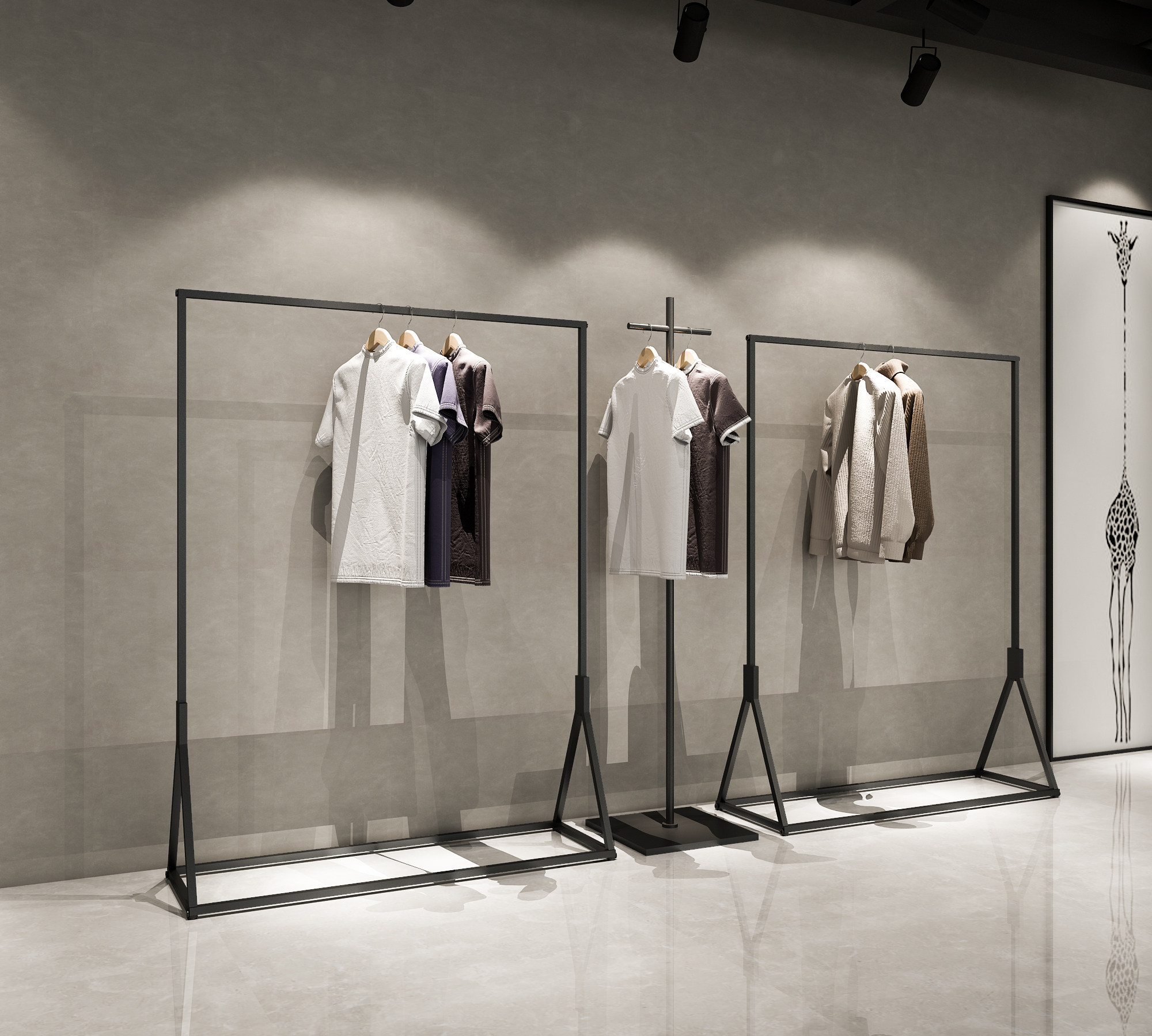 铁艺服装店展示架落地式女装挂衣架子正挂侧挂衣服货架简易展示台-阿里巴巴