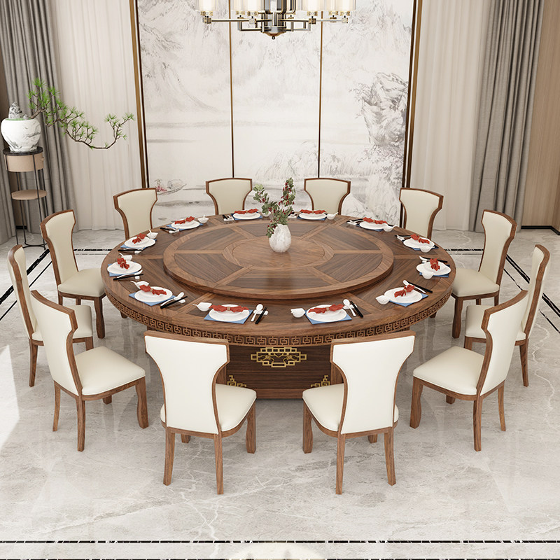 [USD 333.93] Electric dining table big round table with turntable 15 20 ...