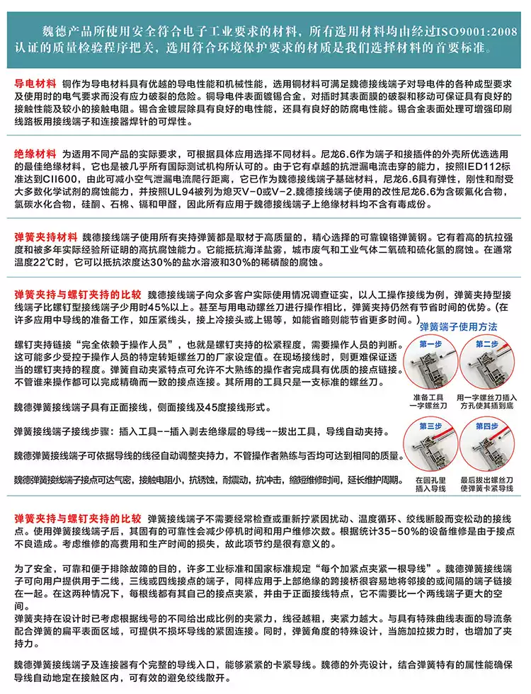 上海魏德电气WD6-2.5/2/2 WD6直插式弹簧接线端子2.5平方50片/盒