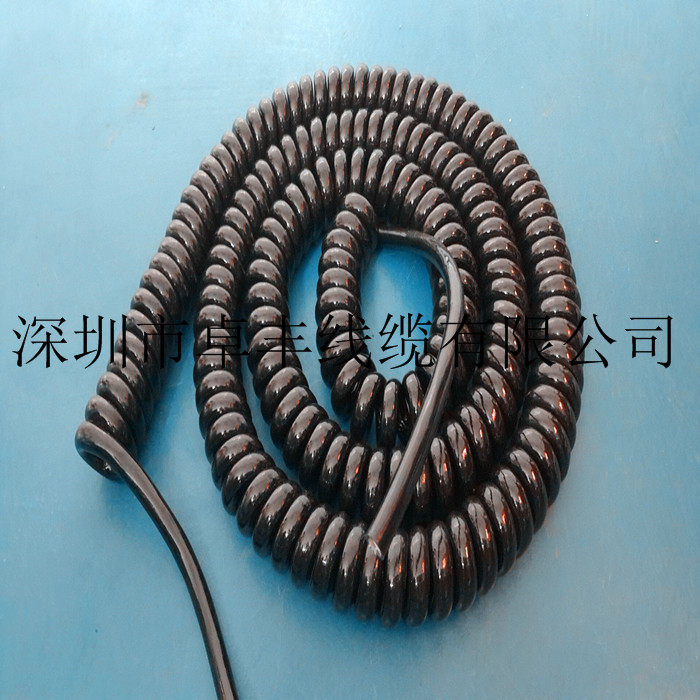 Spiral spring cable 4 cores 3 cores 0 75 square spring slingshot curve ...