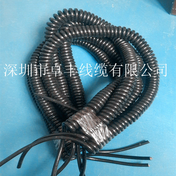 Spiral spring cable 4 cores 3 cores 0 75 square spring slingshot curve ...