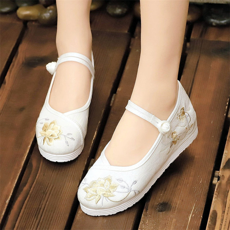 Chinese ancient stylehan dynasty shoes women's wedge heel retro zen tea ...