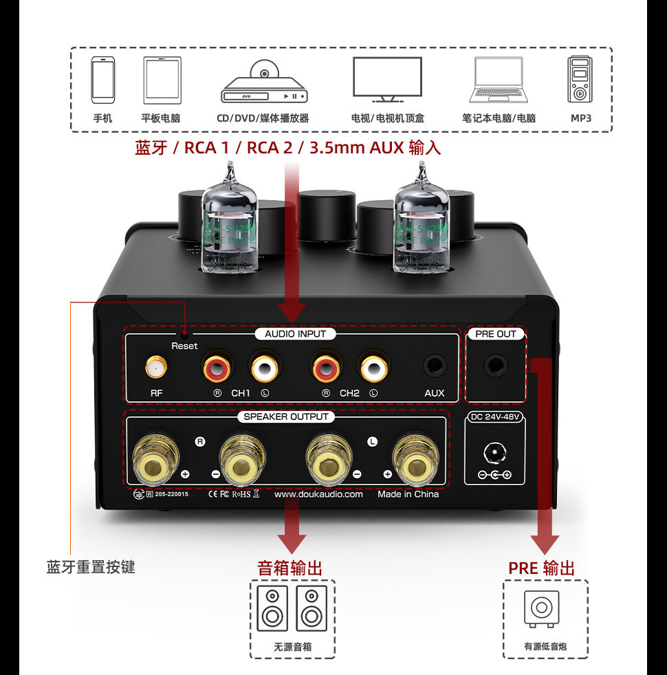 DOUK AUDIO T6 PRO+ HIFI 600W大功率電子管藍牙合并式功放機膽機 | Yahoo拍賣