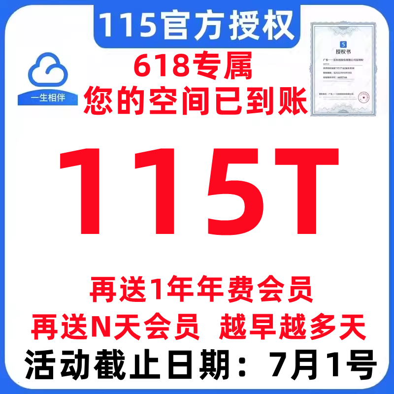 115网盘扩容100T空间卡100T空间容量永不过期可叠加非115会年员-Taobao