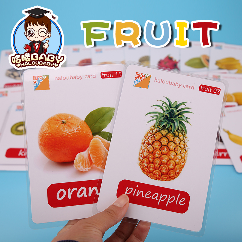 Fruits English fruit word card English flash card Baby early education ...