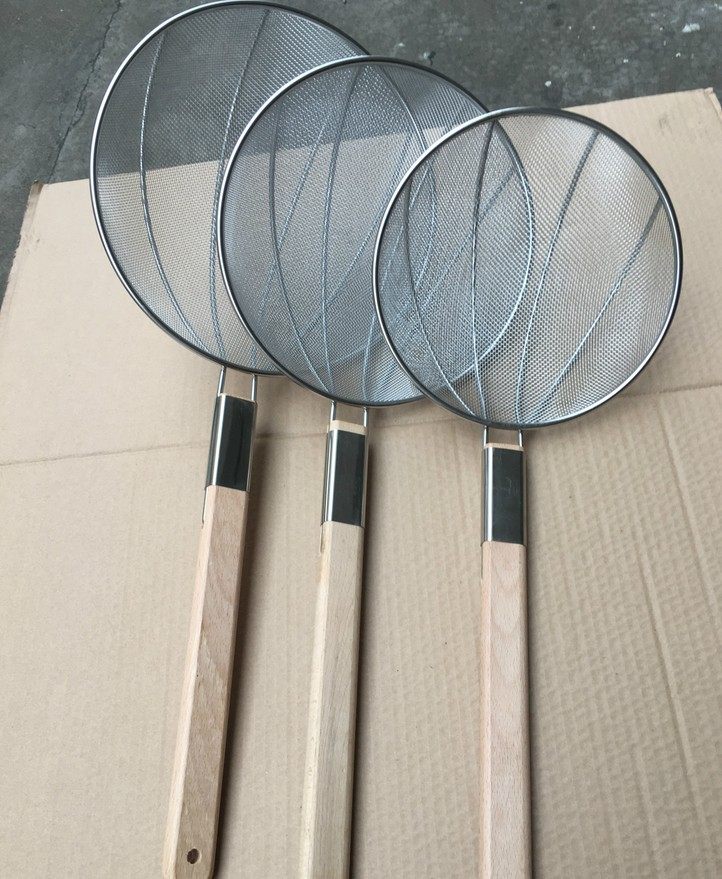 Stainless steel fried fence wooden handle colander filter net vegetable ...