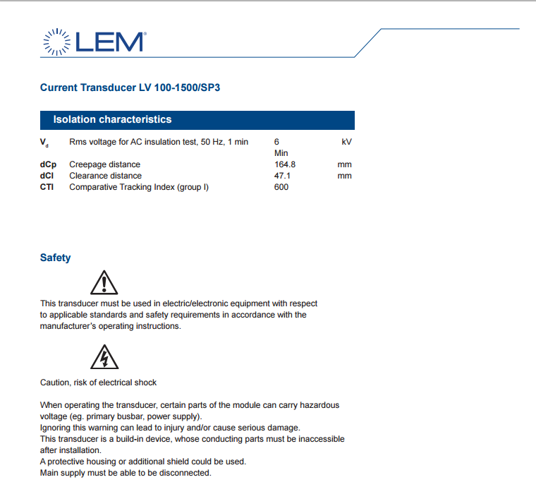 LV100-1500/SP3电压传感器1500V全新LEM-阿里巴巴