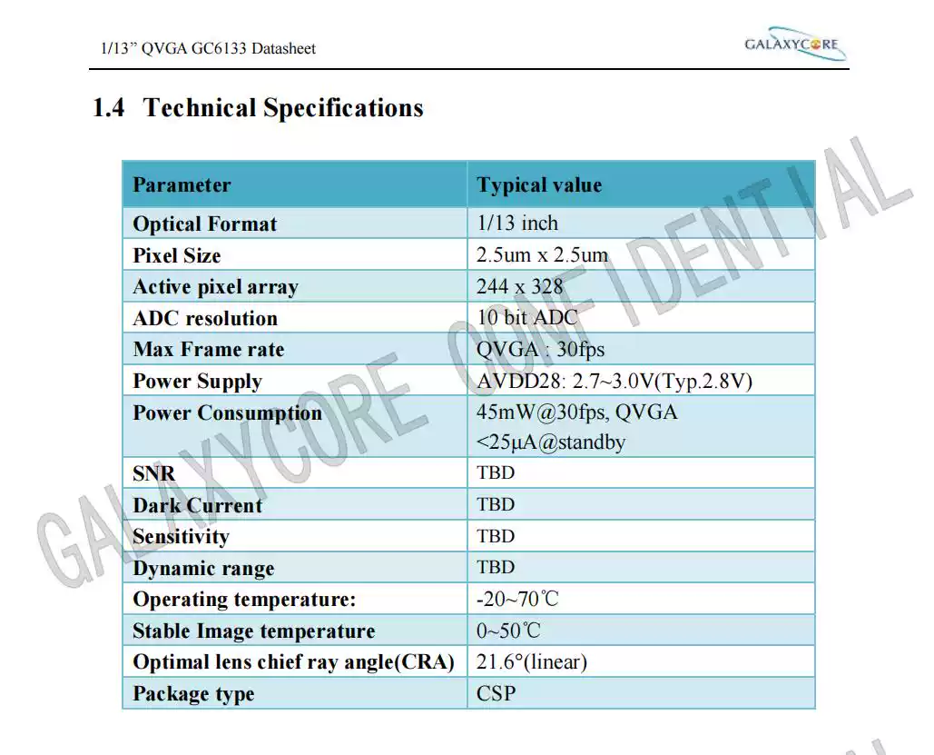 GC6133 SPI摄影模组 低功耗扫码镜头适用于扫地机器人