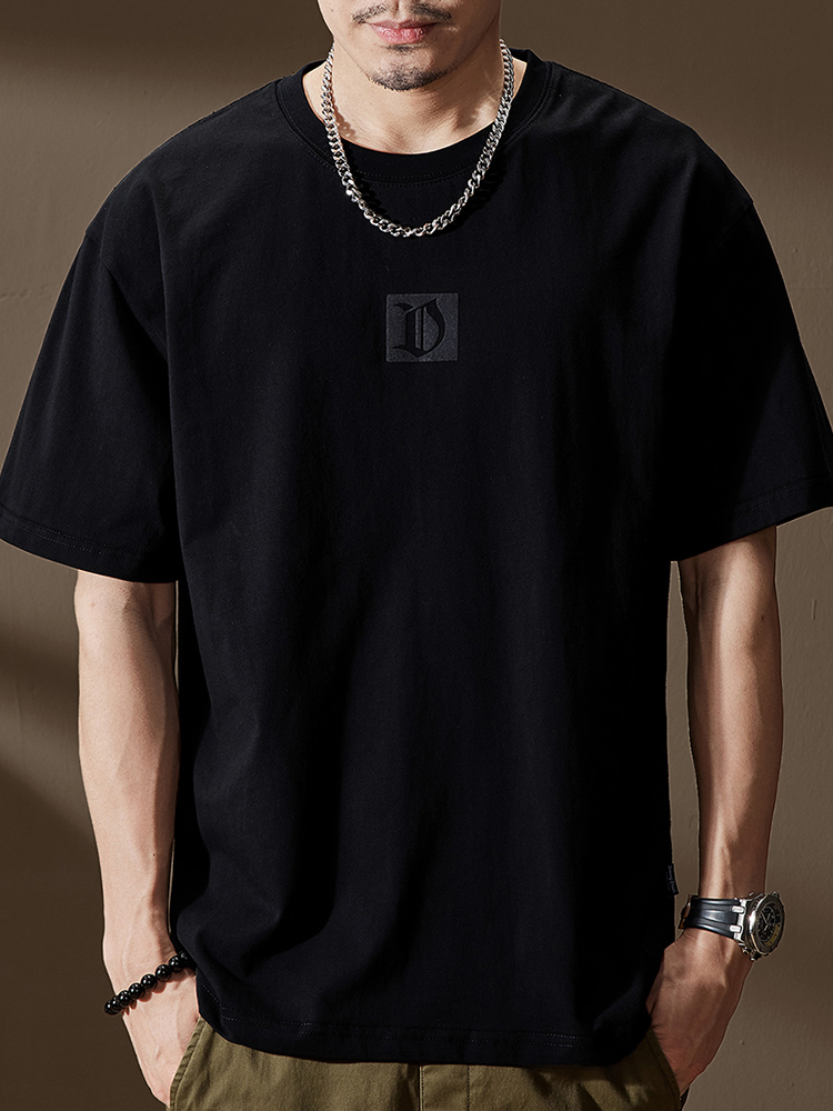 280g重磅黑色短袖T恤男夏季高街潮牌潮流寬鬆大尺碼簡約美式T恤男-Taobao