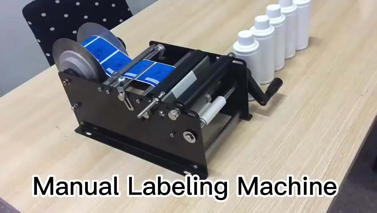 Manual Round Bottle Labeling Machine Beer Cans Wine Adhesive Sticker ...
