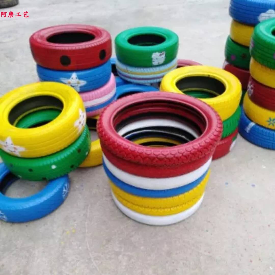 [USD 19.19] Kindergarten playground tire decoration used tire ...