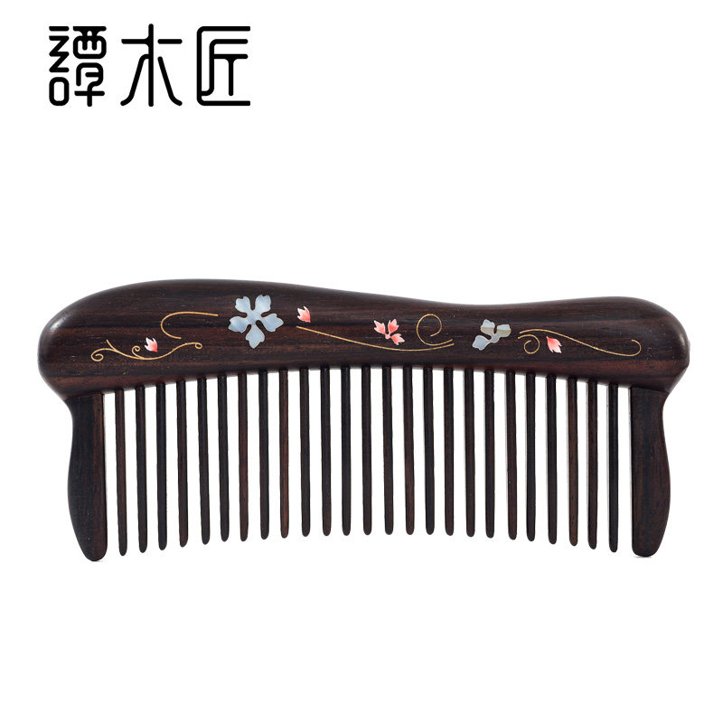 🎀 Carpenter tan’s new flower-inlaid toothed wooden comb, creative gift ...